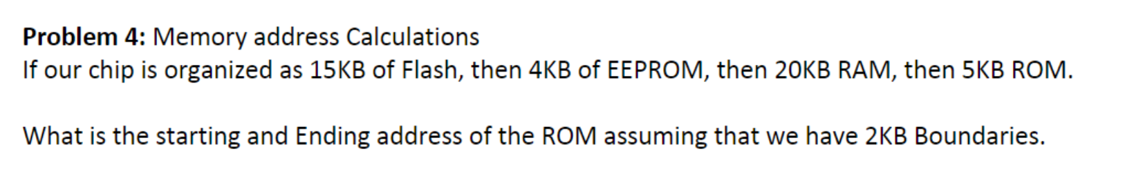 Solved Problem 4: Memory address Calculations If our chip is | Chegg.com