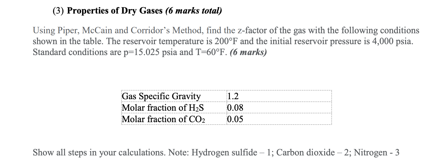 (3) Properties of Dry Gases (6 marks total) Using | Chegg.com
