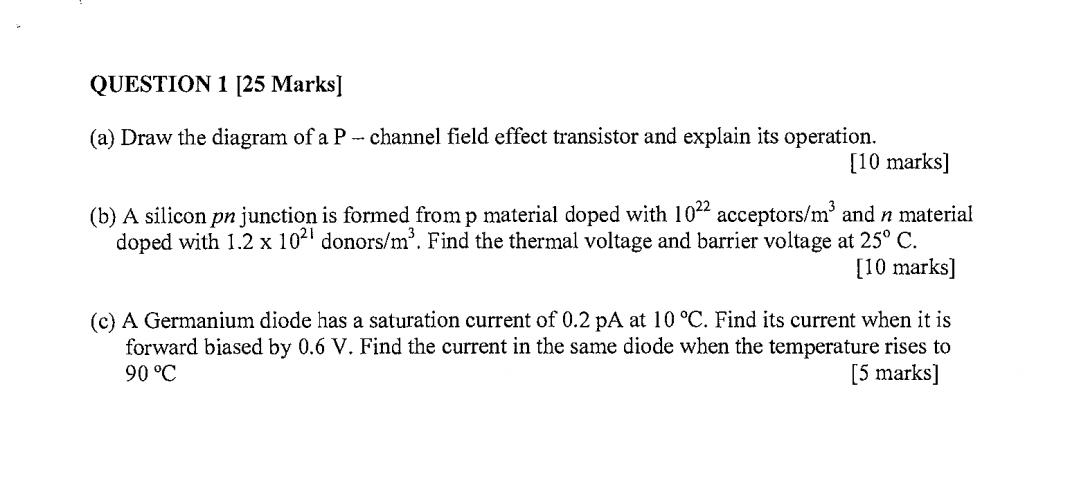 Solved QUESTION 1 [25 Marks] (a) Draw the diagram of a P - | Chegg.com