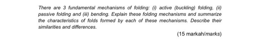 Solved There are 3 fundamental mechanisms of folding: (1) | Chegg.com