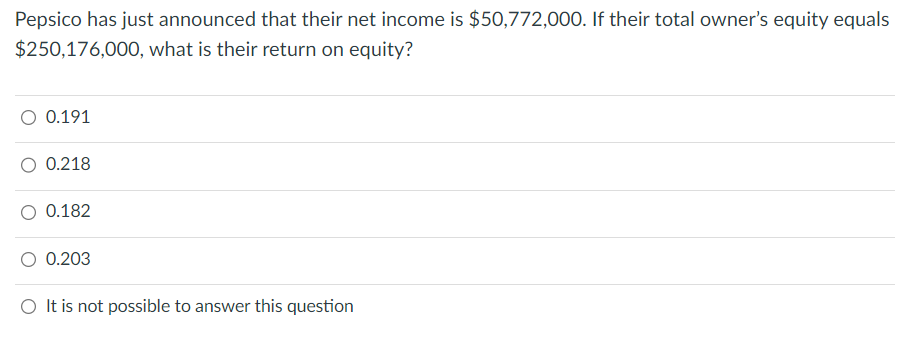 Solved Pepsico has just announced that their net income is | Chegg.com