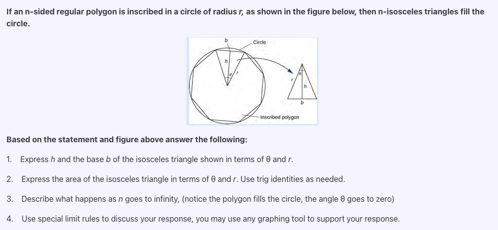 Solved If an n-sided regular polygon is inscribed in a | Chegg.com