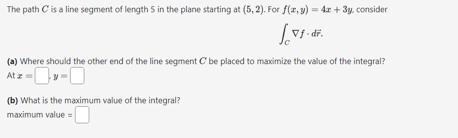 Solved The path C is a line segment of length 5 in the plane | Chegg.com