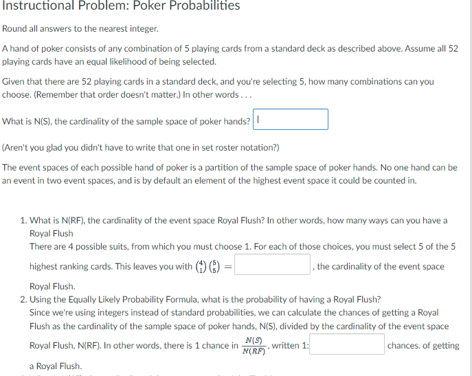 Solved Round all answers to the nearest integer. A hand of | Chegg.com
