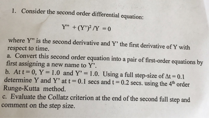 Solved 1. Consider the second order differential equation: | Chegg.com