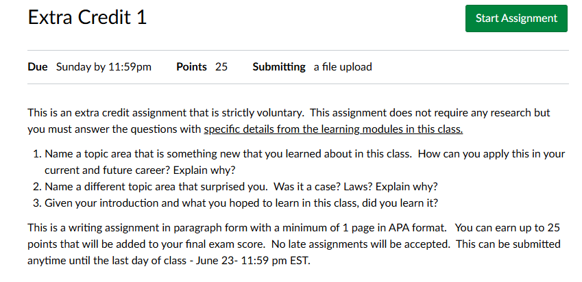 Solved Extra Credit 1Due Sunday by 11:59pm Points 25 | Chegg.com