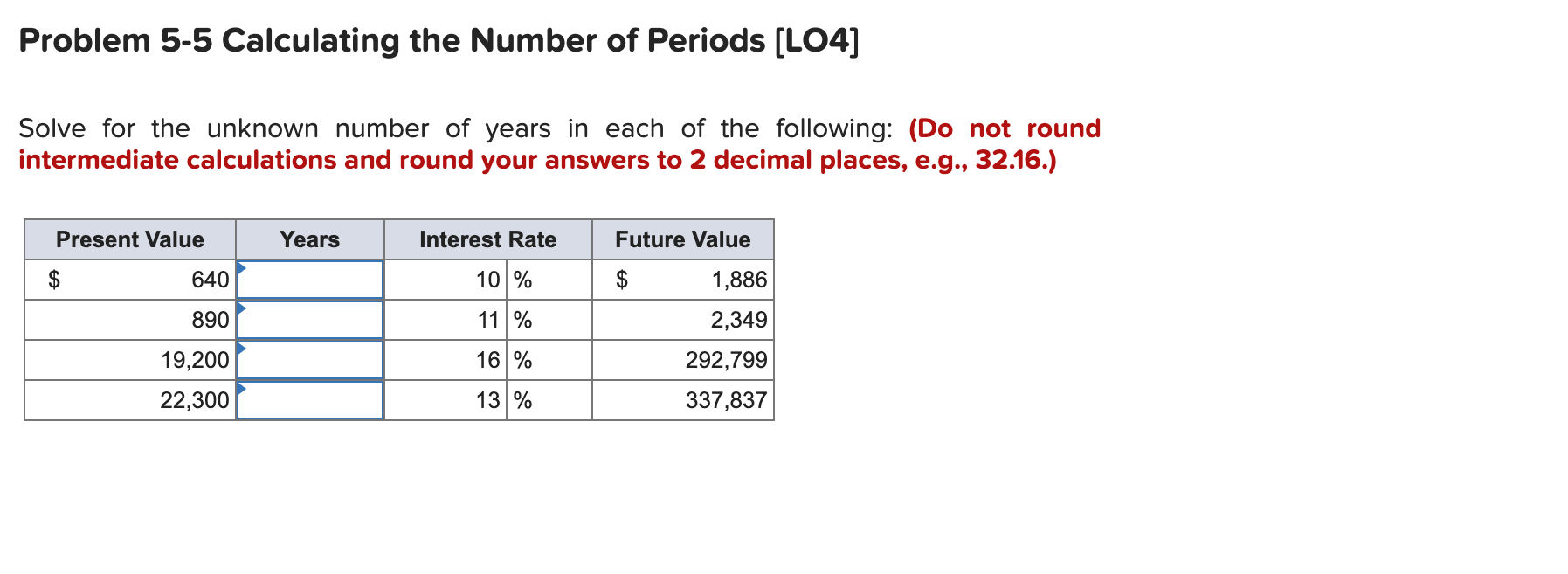 Solved Problem 5-5 Calculating the Number of Periods [LO4] | Chegg.com