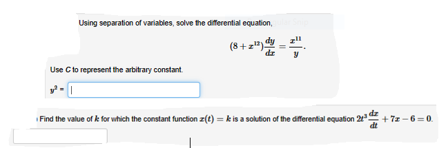 Solved Using separation of variables, solve the differential | Chegg.com