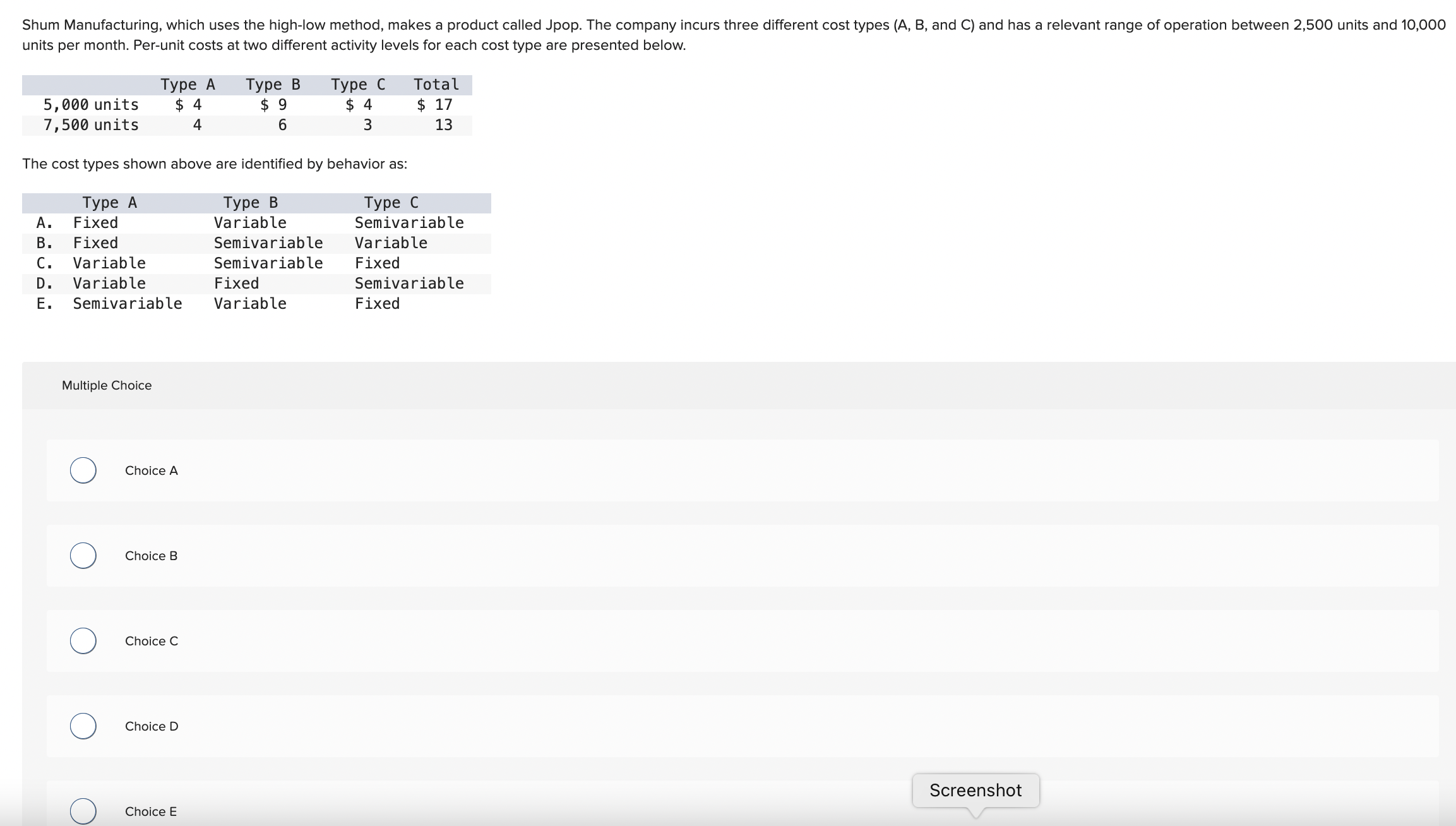Solved units per month. Per-unit costs at two different | Chegg.com