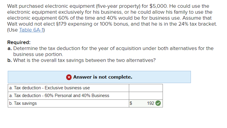 Solved Walt purchased electronic equipment (five-year | Chegg.com