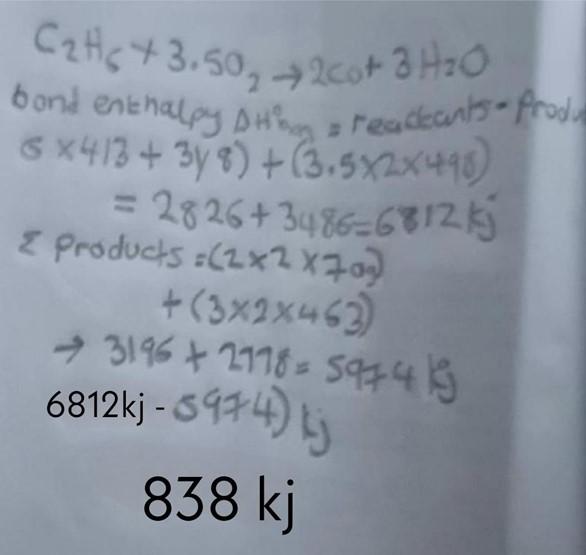 Solved C2H6( g)+3.5O2( g)→2CO2( g)+3H2O(g) a) Using the | Chegg.com