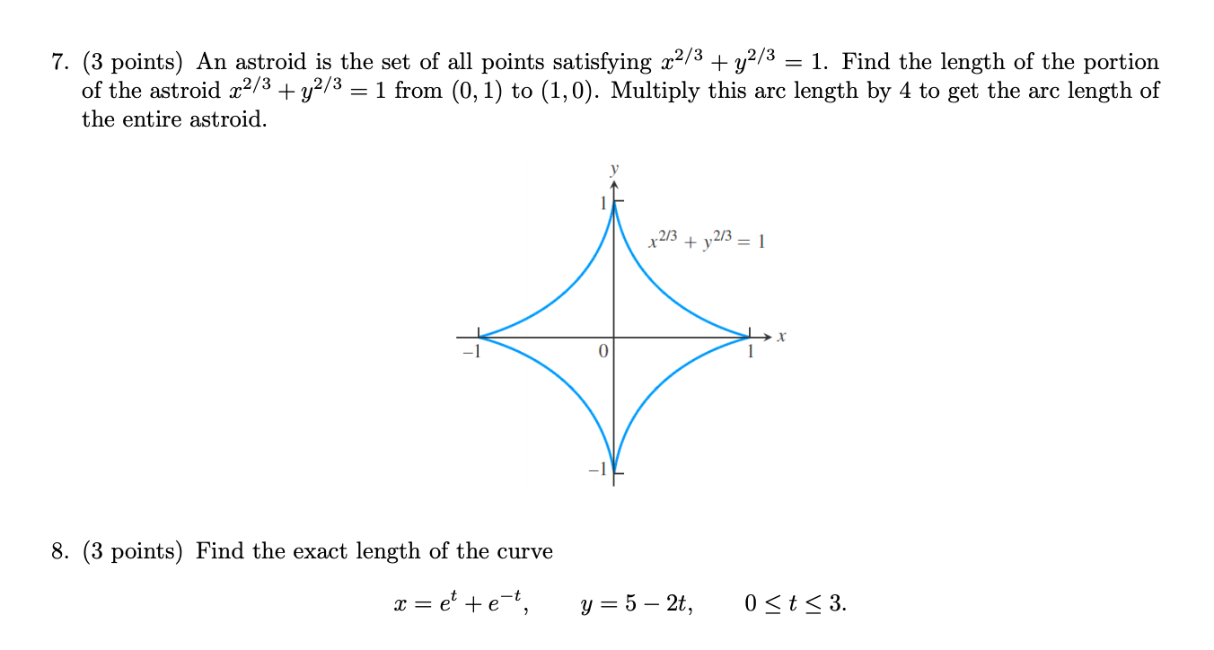 Solved 7. (3 points) An astroid is the set of all points | Chegg.com