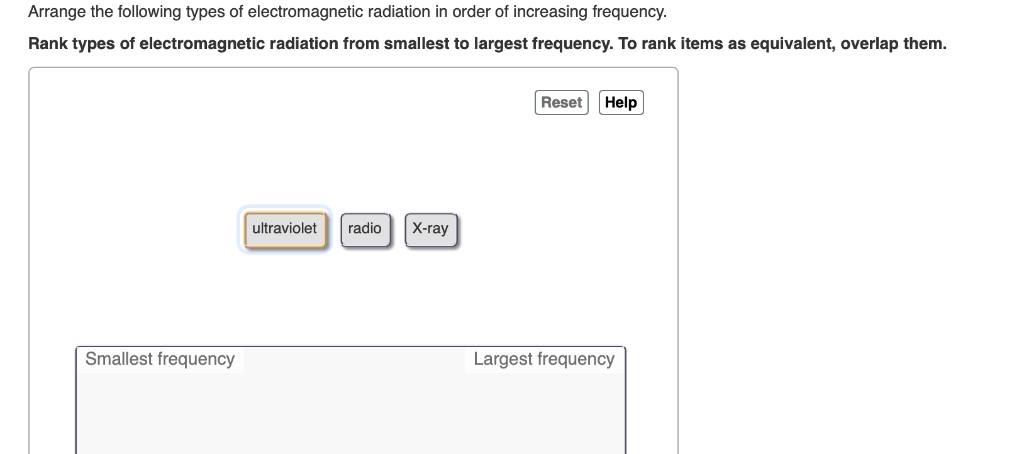 Solved Arrange the following types of electromagnetic | Chegg.com