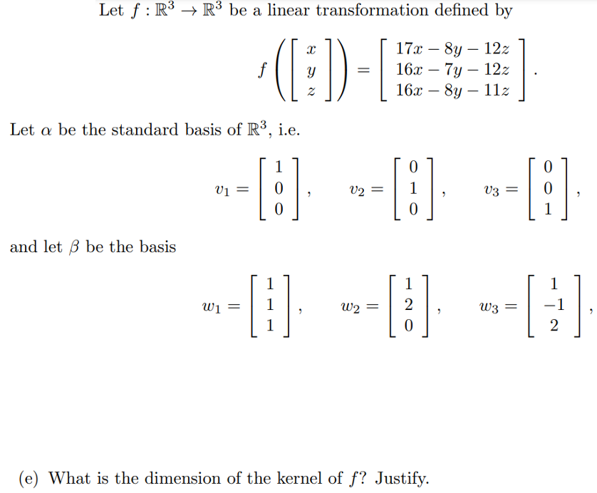 Solved Let f:R3→R3 be a linear transformation defined by | Chegg.com