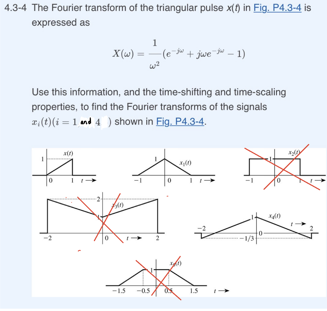 Solved 4.3-4 The Fourier transform of the triangular pulse | Chegg.com