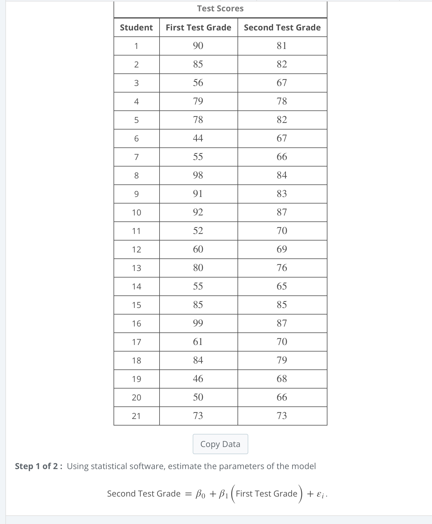 \table[[Test Scores],[Student,First Test Grade,Second | Chegg.com