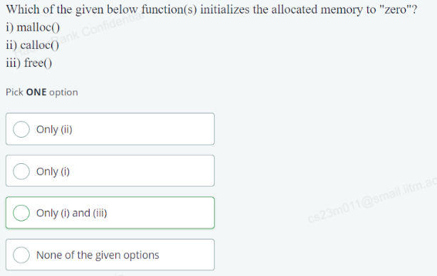 Solved Which of the given below function(s) ﻿initializes the | Chegg.com