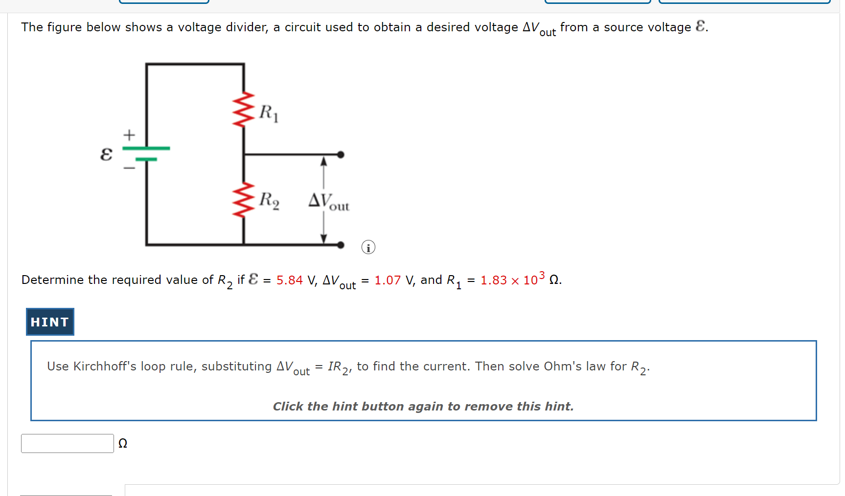 Solved Determine the required value of R2 if ε=5.84 V,ΔVout | Chegg.com