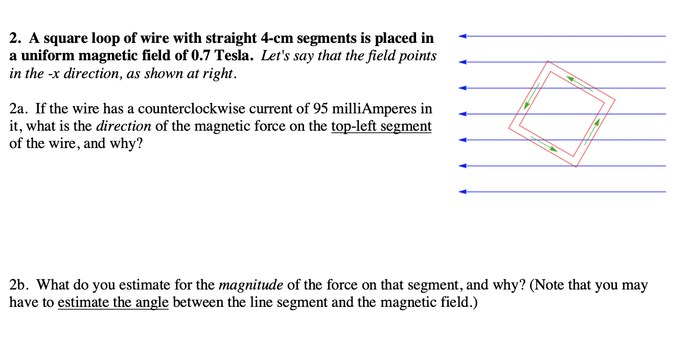 Solved 2. A square loop of wire with straight 4-cm segments | Chegg.com