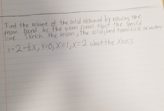 Solved Find the volume of the solld obtained by rotating the | Chegg.com