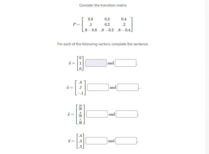 Solved Consider the transition matrix \\[ | Chegg.com