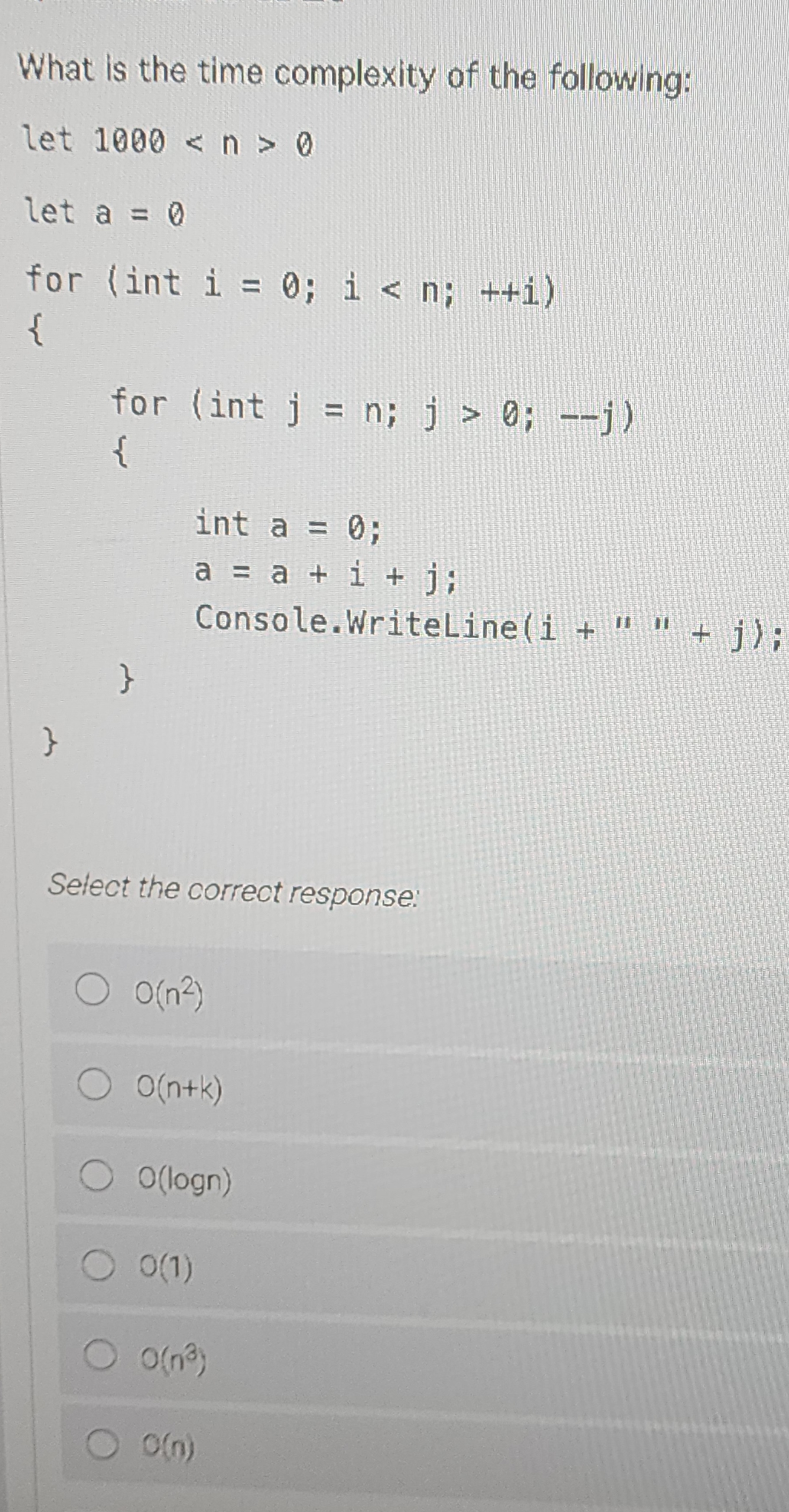 Solved What is the time complexity of the following:let | Chegg.com
