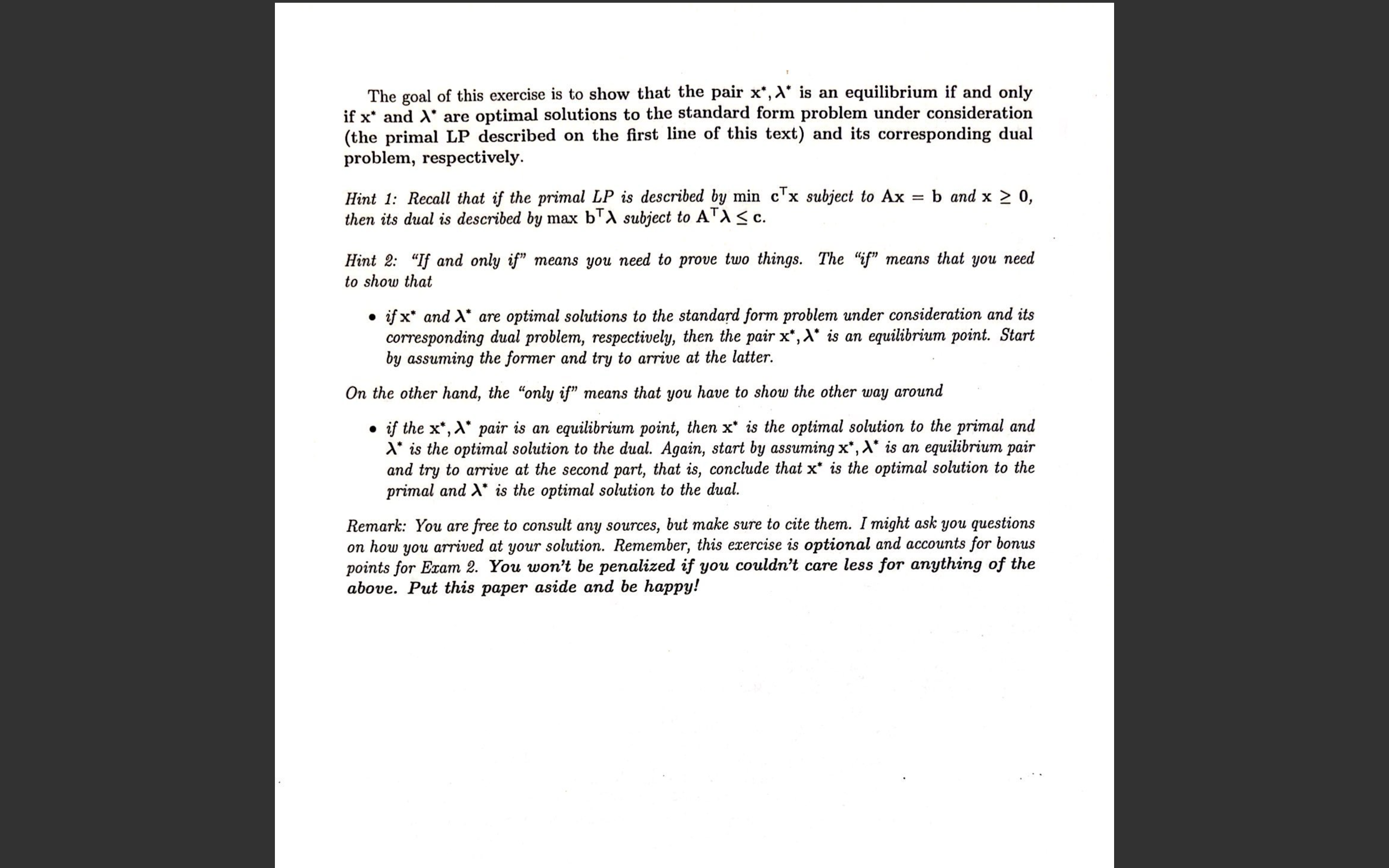 Solved Linear Programs and Game Theory Consider an LP that | Chegg.com