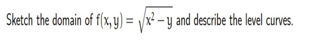 Solved Sketch the domain of f(x,y)=x2−y and describe the | Chegg.com