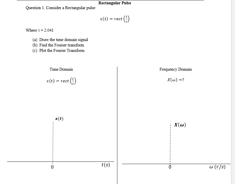 Solved Rectangular Pulse Question 1. Consider a Rectangular | Chegg.com