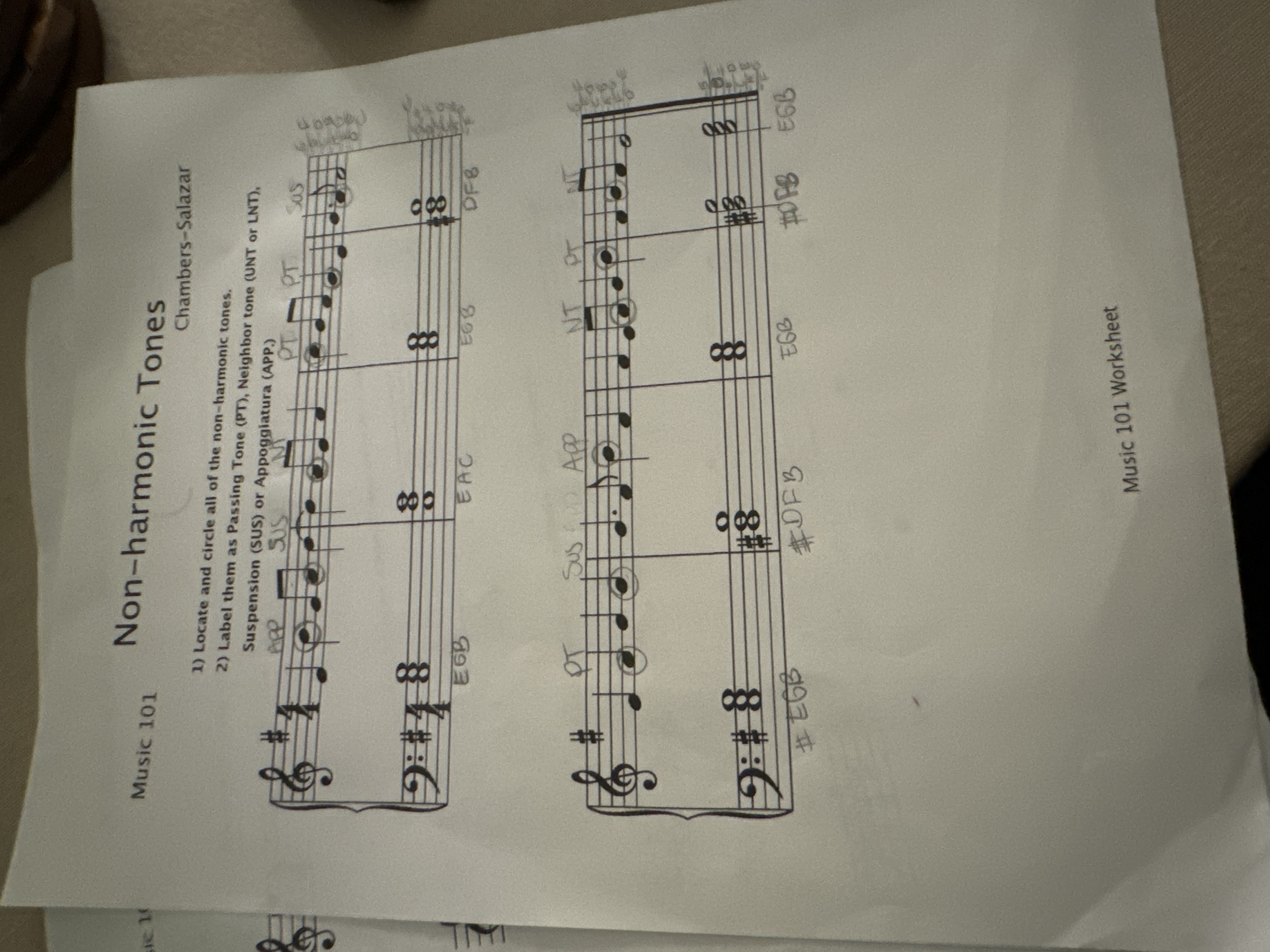 Locate and circle all of the non-harmonic tones.Label | Chegg.com