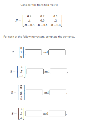 Solved Consider the transition matrix | Chegg.com