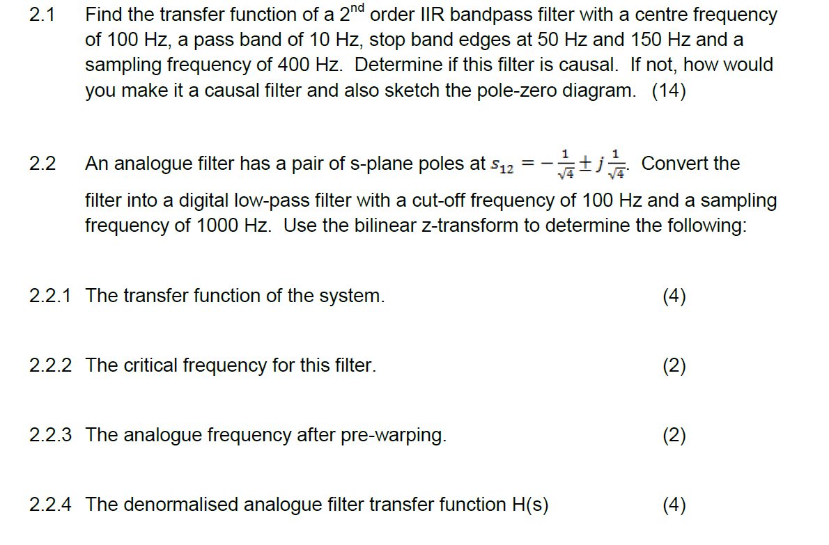 2.1 Find the transfer function of a 2nd order IIR | Chegg.com