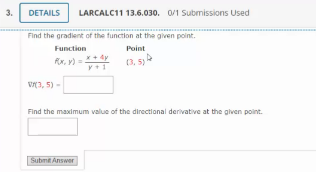 Solved 3. DETAILS LARCALC11 13.6.030.0/1 Submissions Used | Chegg.com