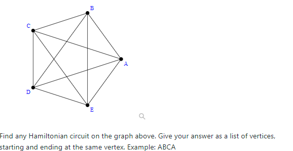 Solved Find any Hamiltonian circuit on the graph above. Give | Chegg.com