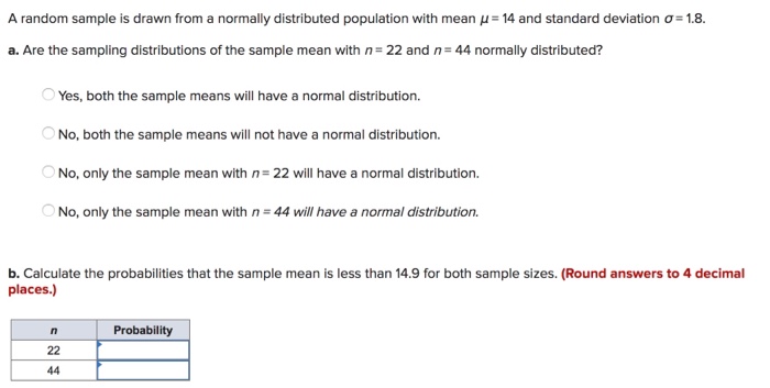 Solved A random sample is drawn from a normally distributed | Chegg.com