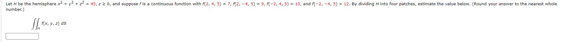 Solved number.) ∬Hf(x,y,z)dS | Chegg.com