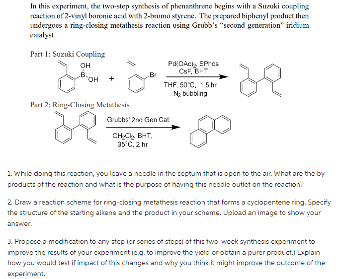 In this experiment, the two-step synthesis of | Chegg.com