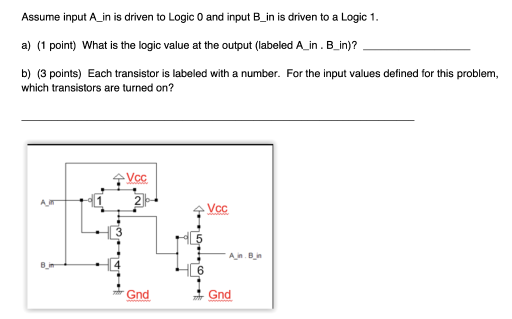 Solved Assume input A_in is driven to Logic 0 and input B_in | Chegg.com