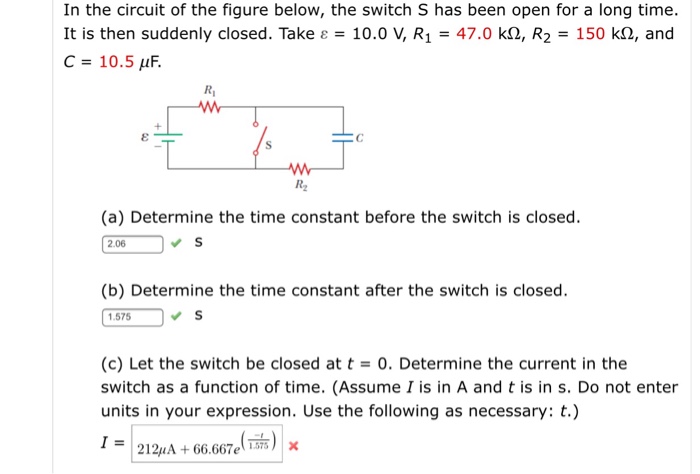 Solved In the circuit of the figure below, the switch S has | Chegg.com
