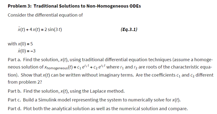Solved Problem 3: Traditional Solutions to Non-Homogeneous | Chegg.com