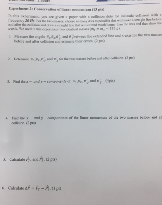 Solved Experiment 2: Conservation of linear momentum (13 | Chegg.com