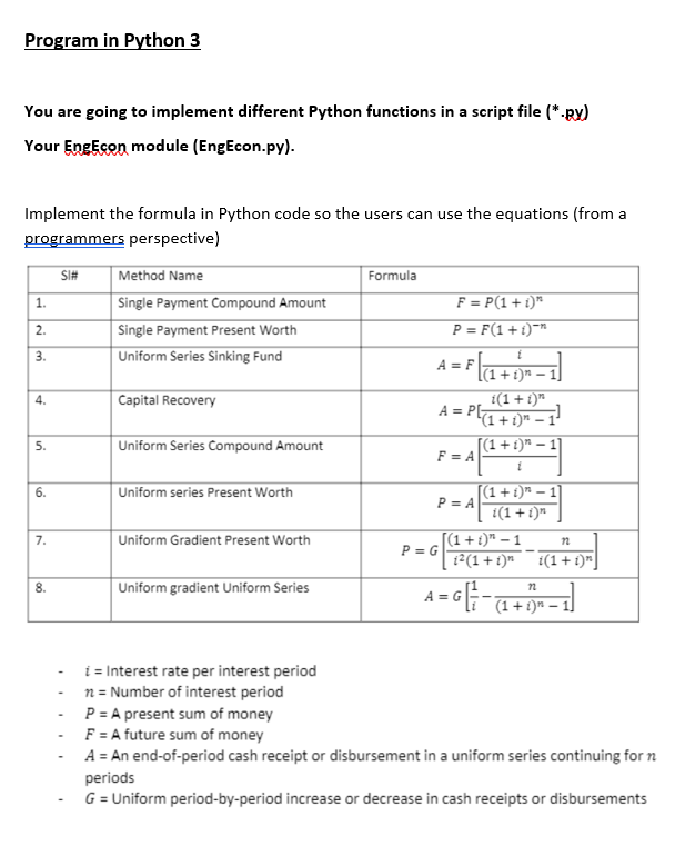 Solved Program in Python 3 You are going to implement | Chegg.com
