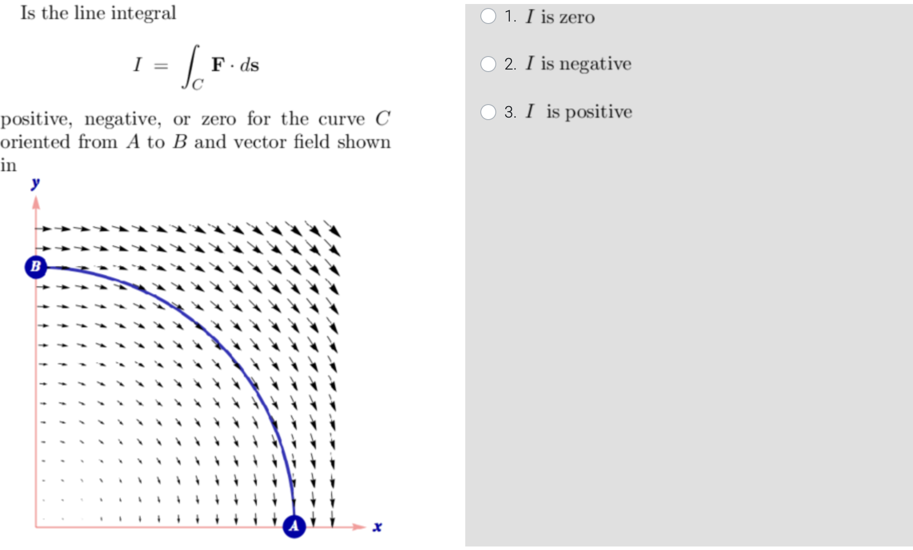 Solved Is the line integral 1. I is zero I=∫CF⋅ds 2. I is | Chegg.com