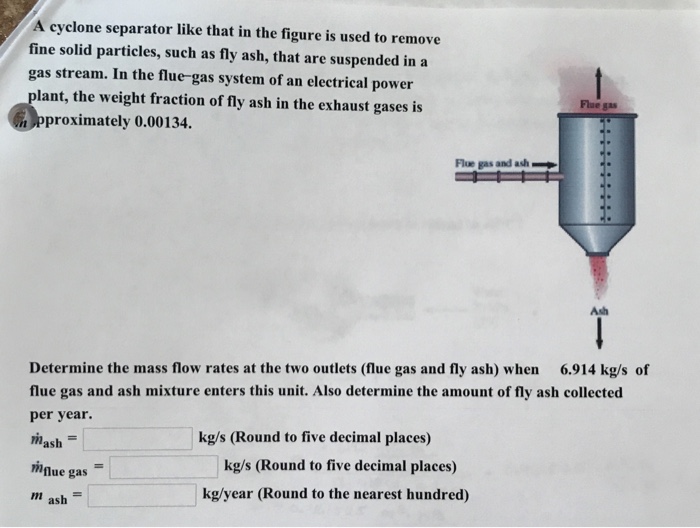Solved A cyclone separator like that in the figure is used | Chegg.com