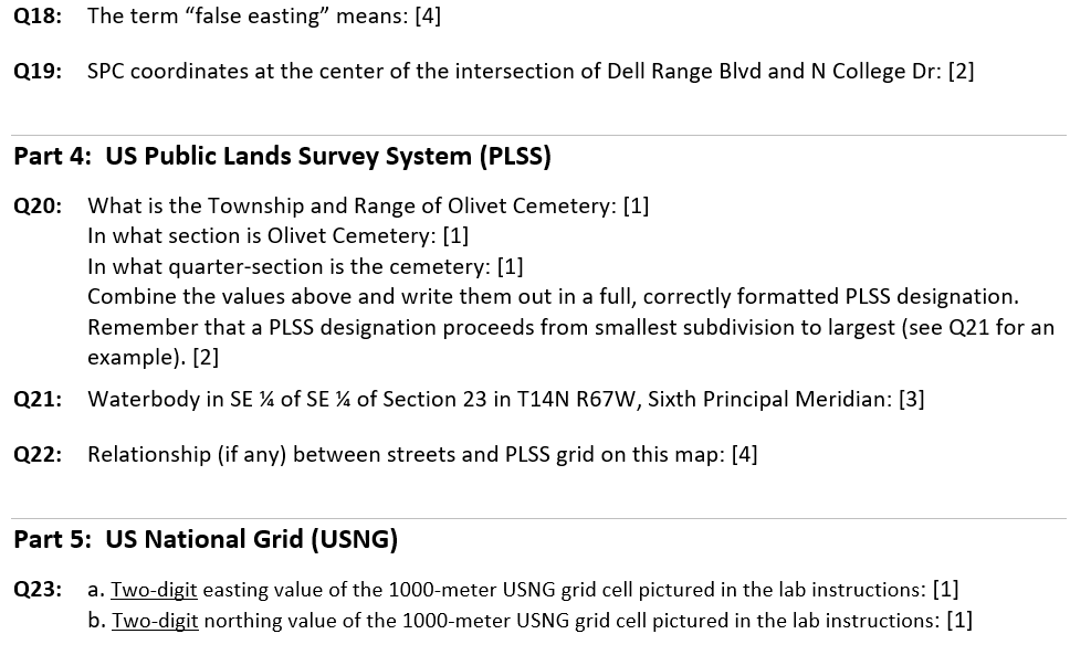 Part 1: Latitude/ Longitude on USGS Quad Maps Q1: | Chegg.com