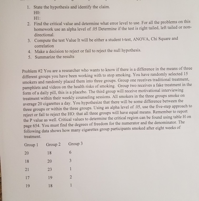 Solved State the hypothesis and identify the claim HO: H1: | Chegg.com