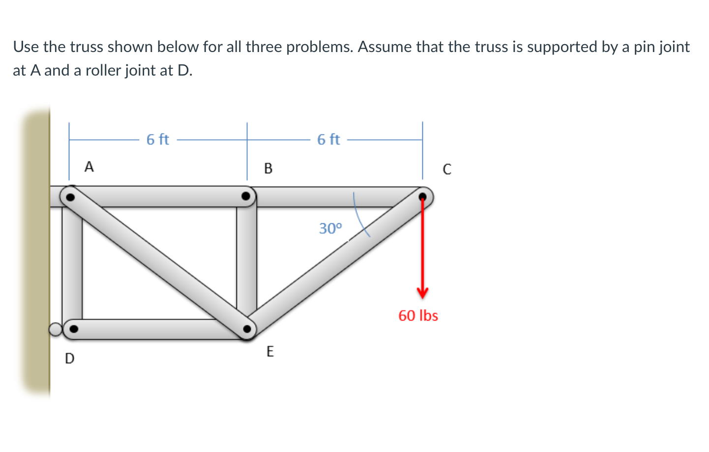 Solved Use the truss shown below for all three problems. | Chegg.com