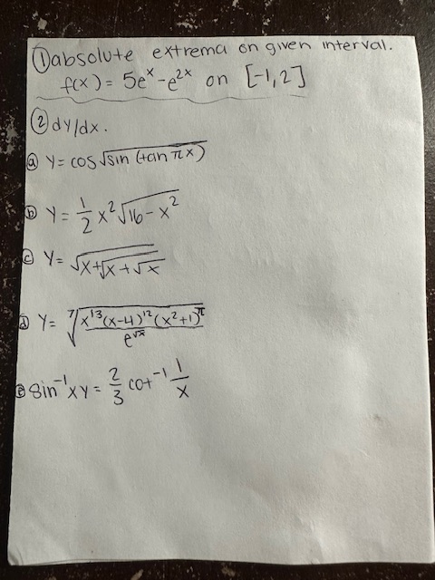 Solved find the absolute extrema of the given function on | Chegg.com
