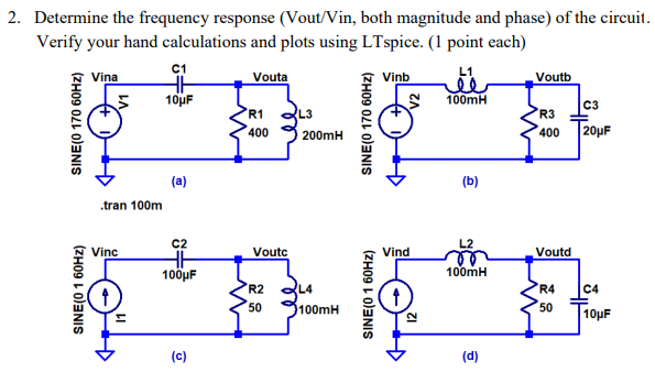 2. Determine the frequency response (Vout/Vin, both | Chegg.com