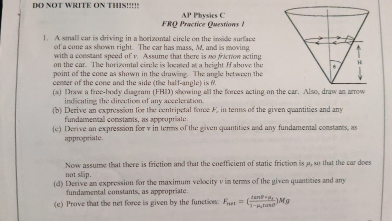Solved DO NOT WRITE ON THIS!!!!! AP Physics C FRQ Practice | Chegg.com